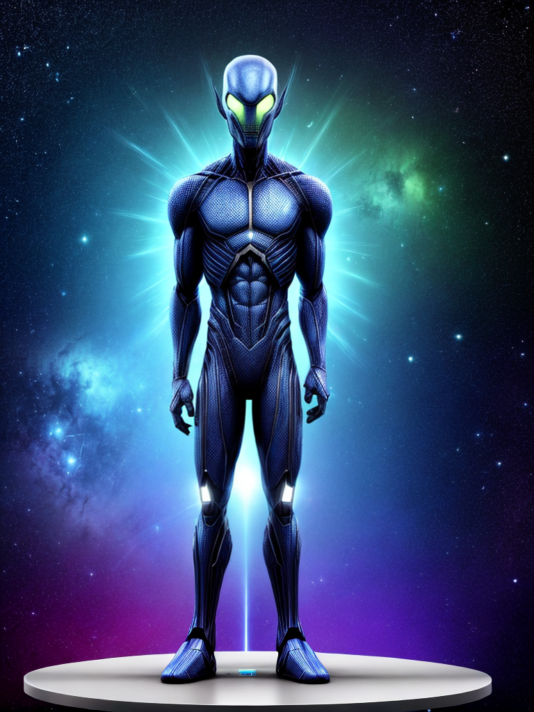 a full body image of a male alien that looks very stylish and is ...