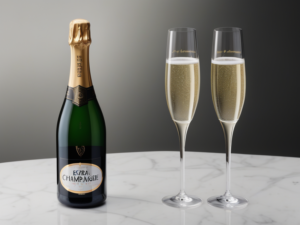 Elegant Champagne Bottle with Two Flutes Ready for Celebration Toast