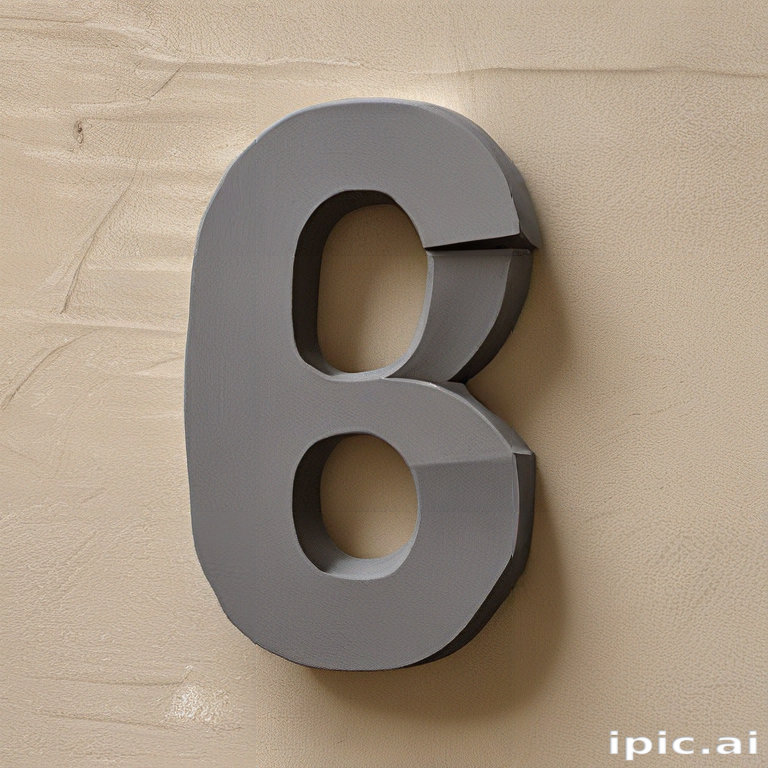 Stylish Gray Number Six Sculpture Mounted on a Textured Wall