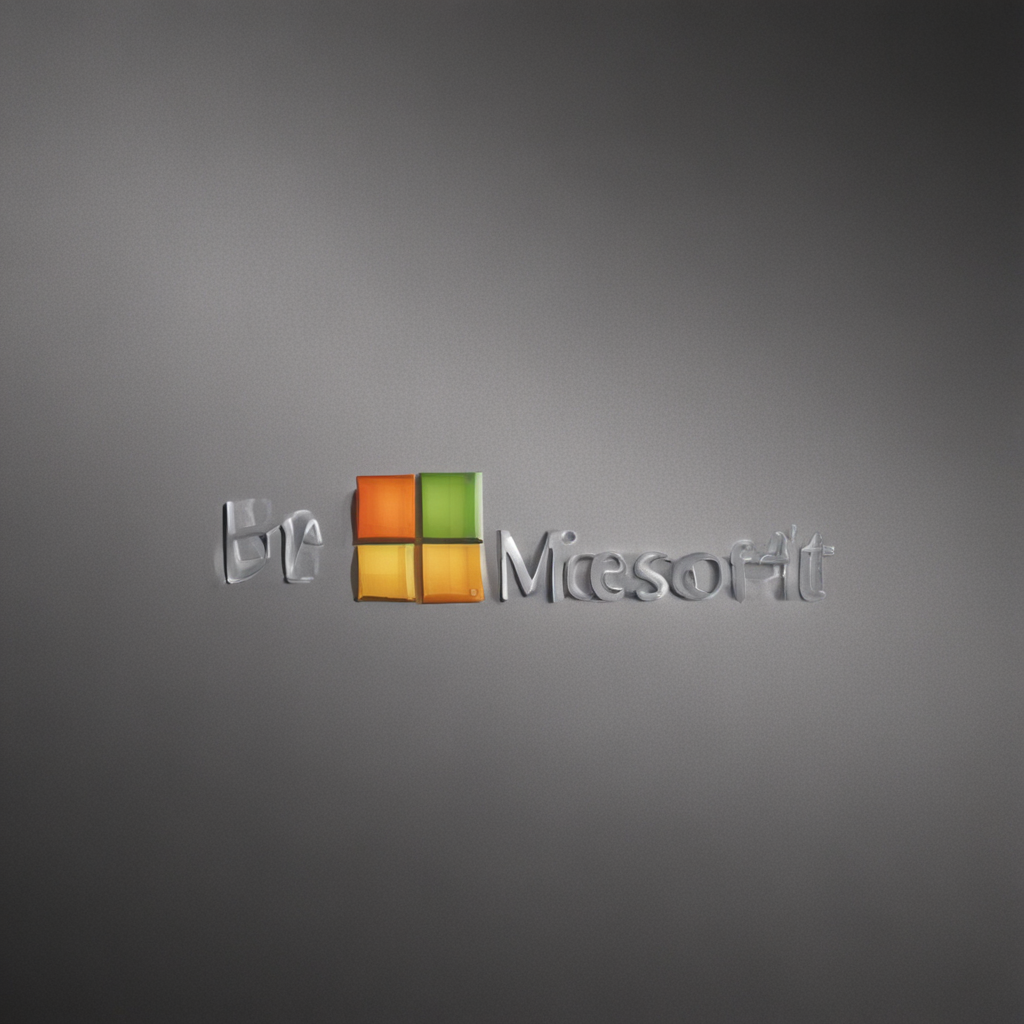 Stylized Microsoft Logo with Colorful Windows Icon on a Gray Background
