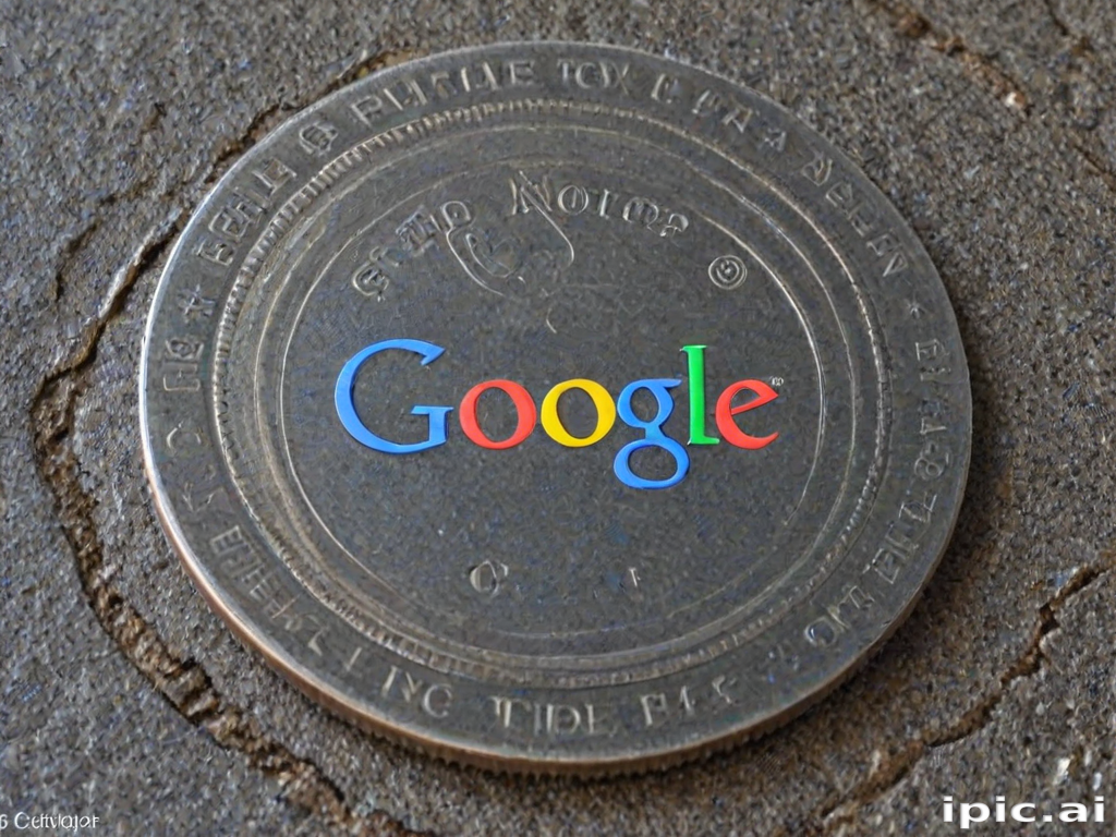 Vintage Coin Featuring Google Logo Set Against Textured Surface Background