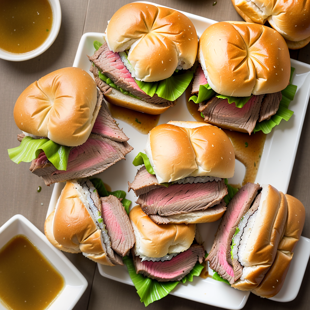 Deliciously Stacked Roast Beef Sliders with Fresh Lettuce on Soft Buns