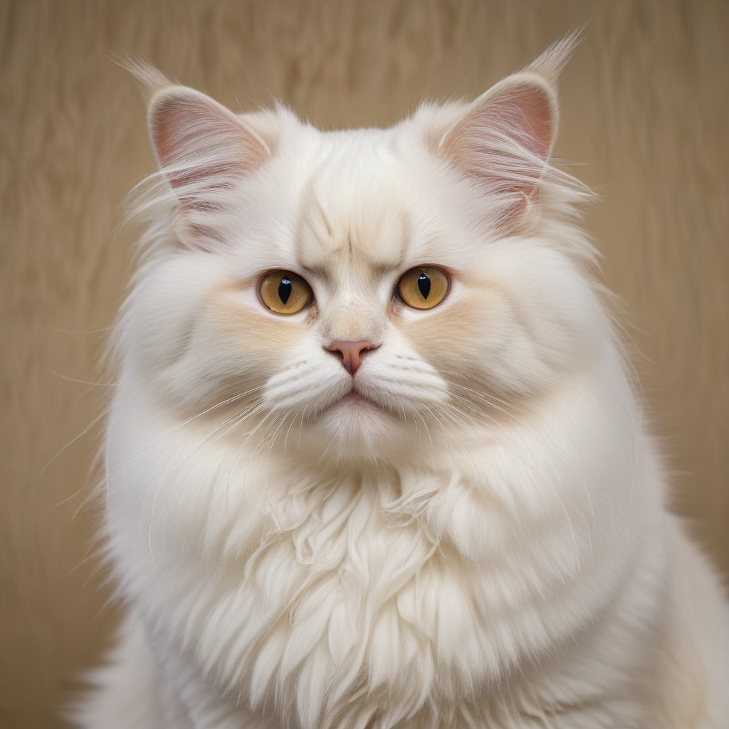 A Majestic White Cat with Fluffy Fur and Striking Eyes.