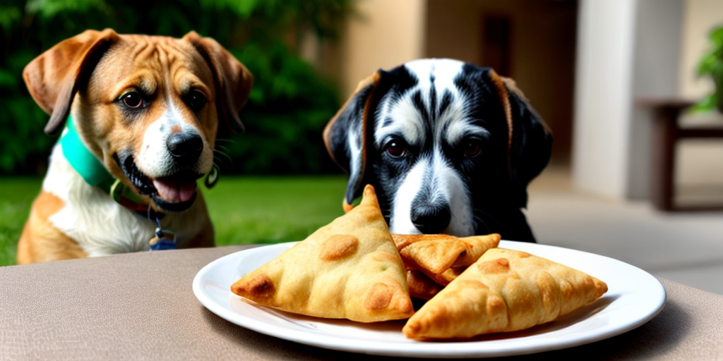 A dog eating samosa with hands