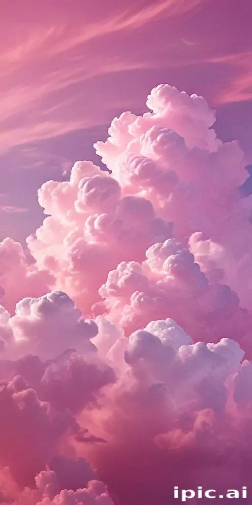Dreamy Pink Clouds Under a Soft Pastel Sky at Dusk