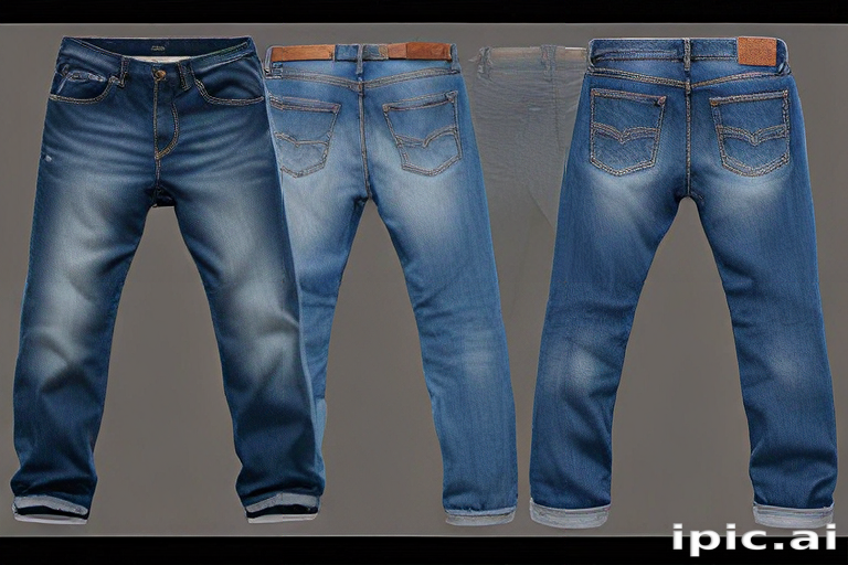 Stylish Collection of Denim Jeans Showcasing Different Washes and Fits