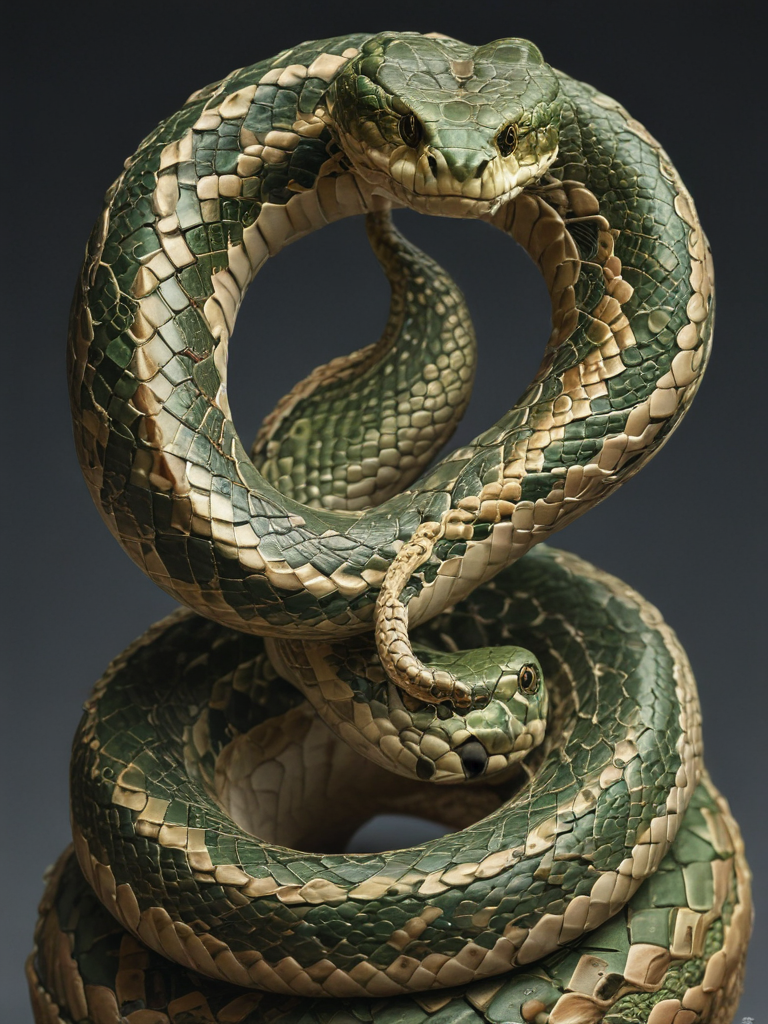 Intricately Designed Dual Serpent Sculpture Showcasing Nature's Beauty ...