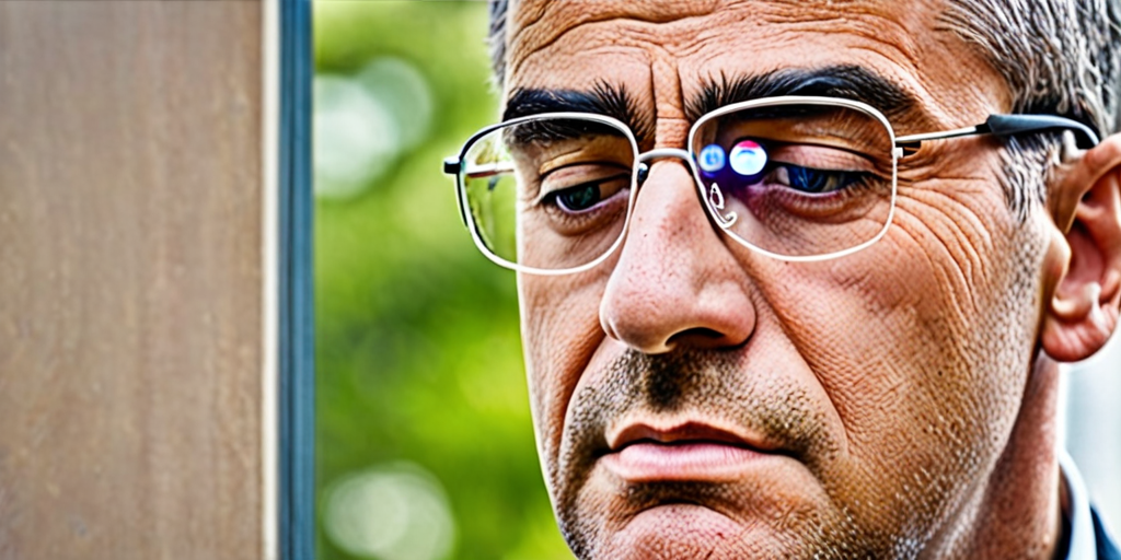 Man with vision problems and eye pain