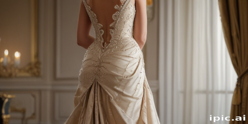 Elegant Back of a Stunning Bridal Gown in a Luxurious Setting