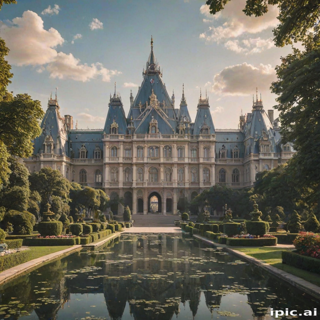 Stunning Architectural Beauty of a Grand Castle Surrounded by Lush Gardens