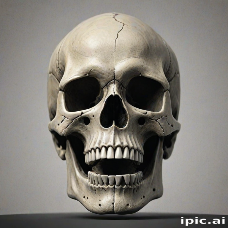 Realistic Human Skull Model with Detailed Features and Textured Surface