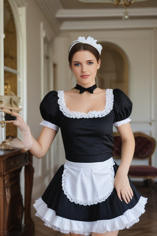 beautiful french maid in a mansion