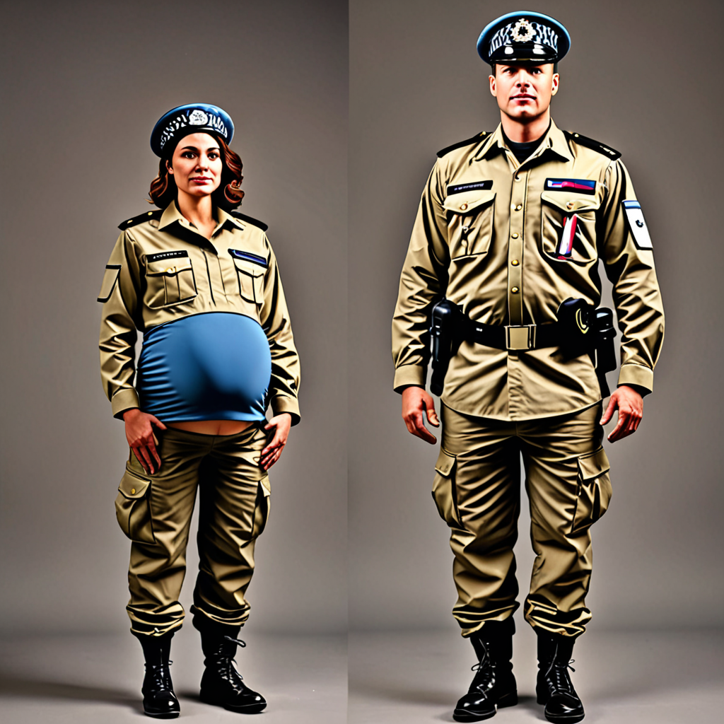 realistic pregnant male Londonian Bobby in uniform