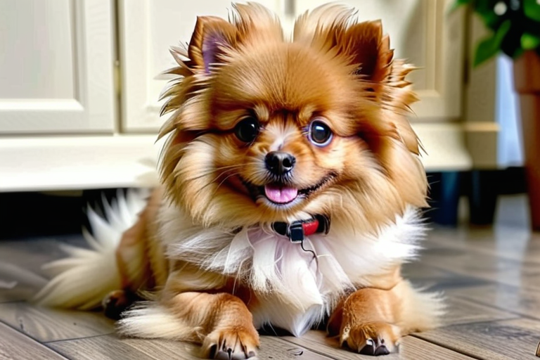 Adorable Pomeranian Dog Relaxing Comfortably on a Cozy Floor Space