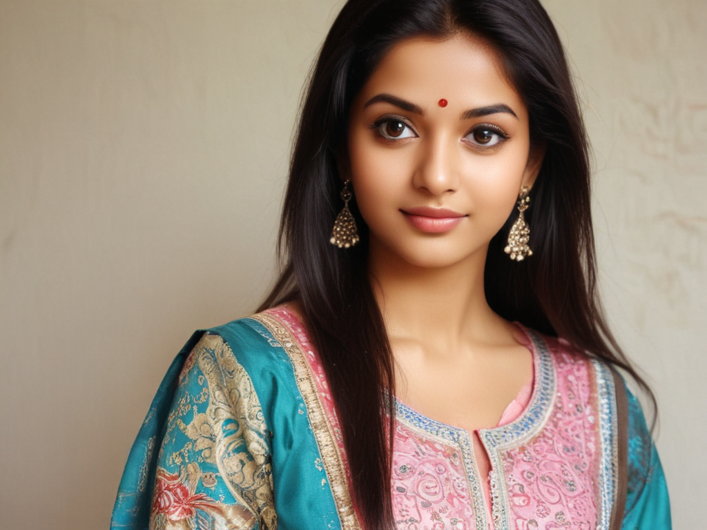 beautiful Tamil girl with Long Straight Hair in chudidhar