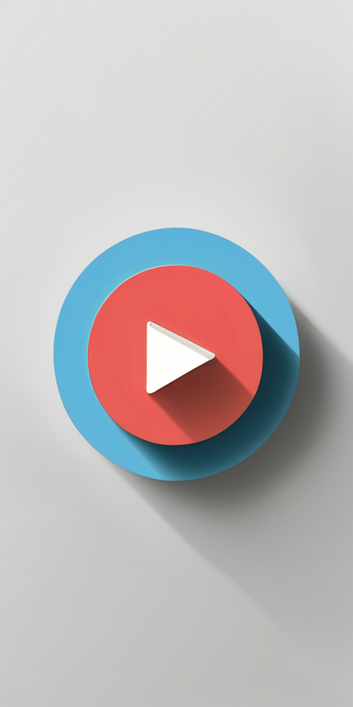Stylish Play Button with Eye-Catching Red and White Design Elements