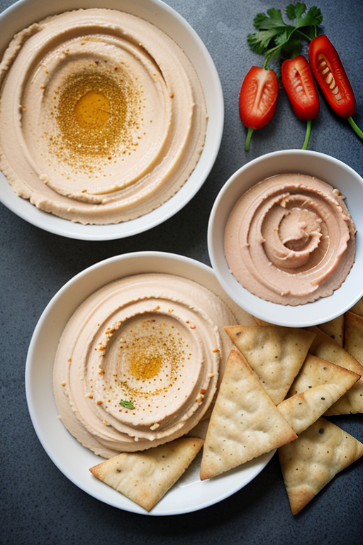 Delicious Hummus Varieties Served with Fresh Vegetables and Crispy Pita ...