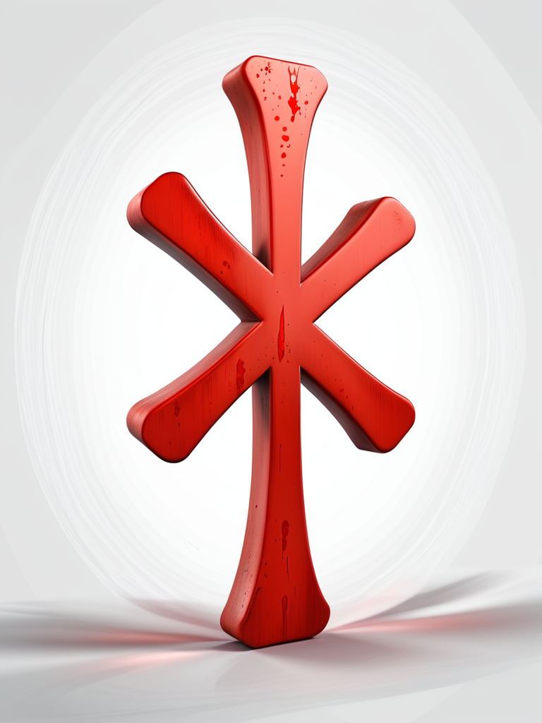Stylized Red Asterisk Symbol with a Glossy Finish and Artistic Drips