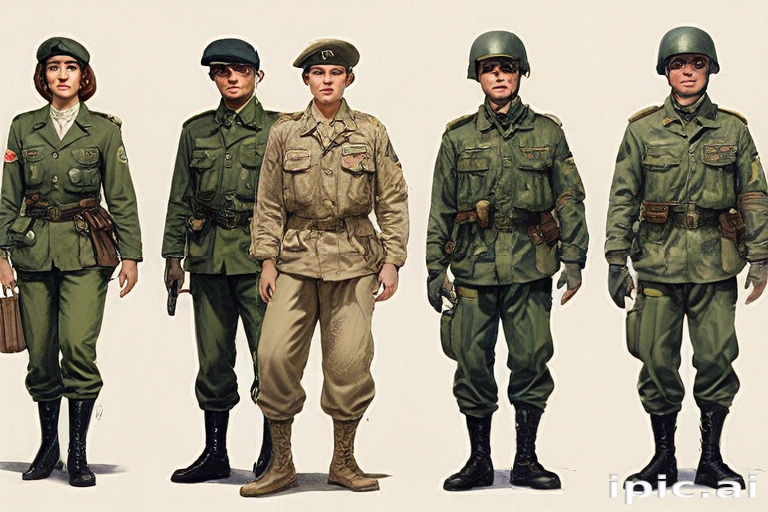 Four Soldiers in Distinct Military Uniforms Representing Different Eras ...