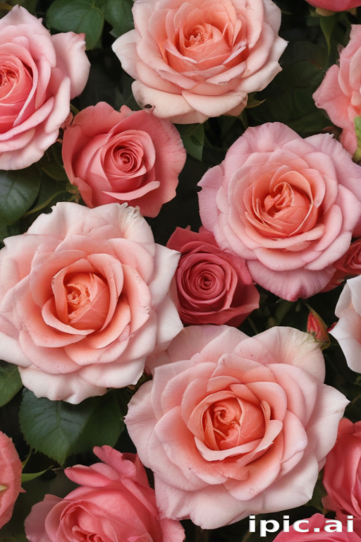 Beautiful Arrangement of Soft Pink Roses in Full Bloom and Freshness