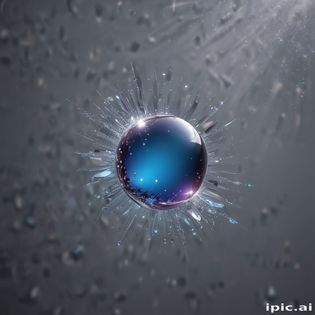 A Stunning Orb Surrounded by Radiant Light and Sparkling Water Droplets