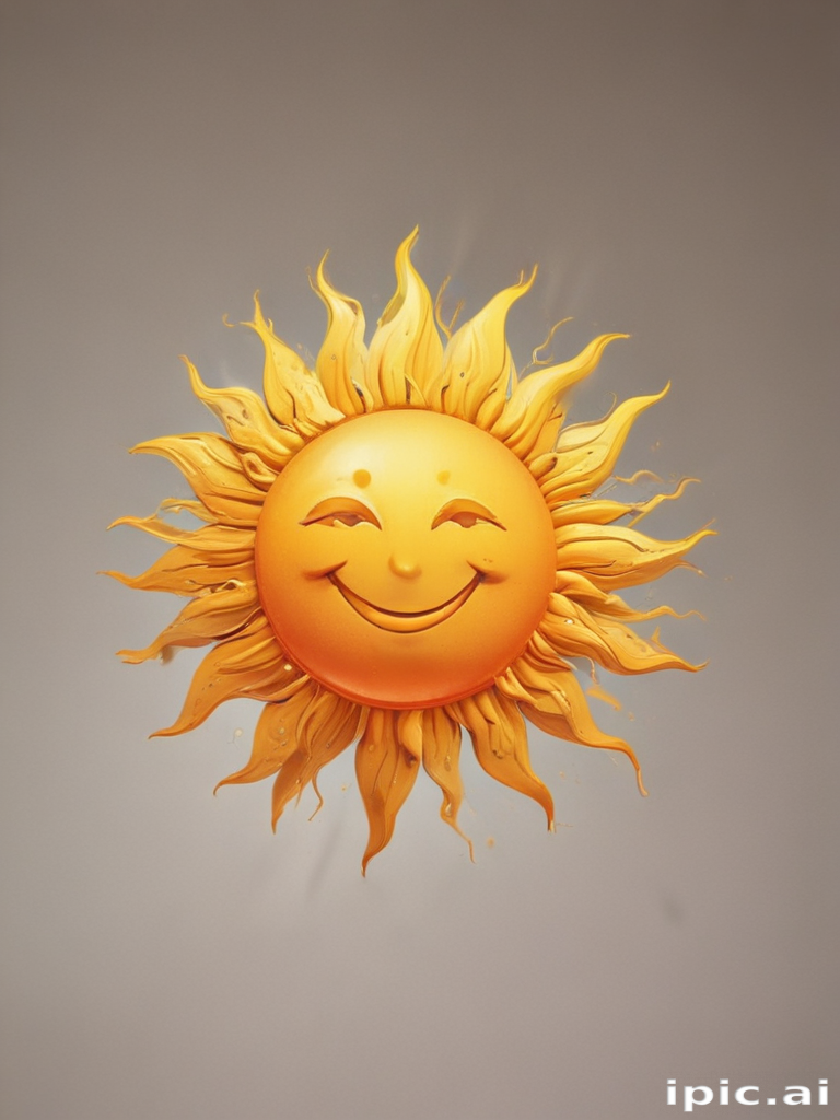 Cheerful Sun with a Smile Radiating Warmth and Happiness in the Sky
