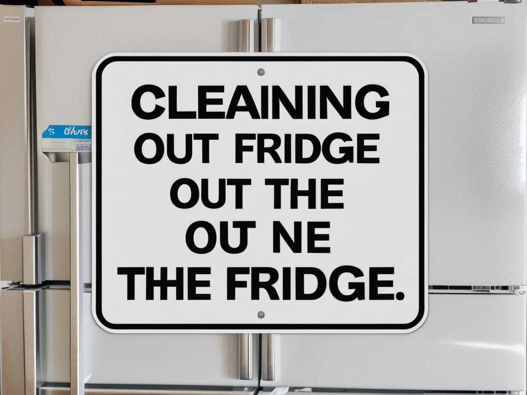 Sign on Refrigerator Emphasizing the Importance of Cleaning Out the Fridge