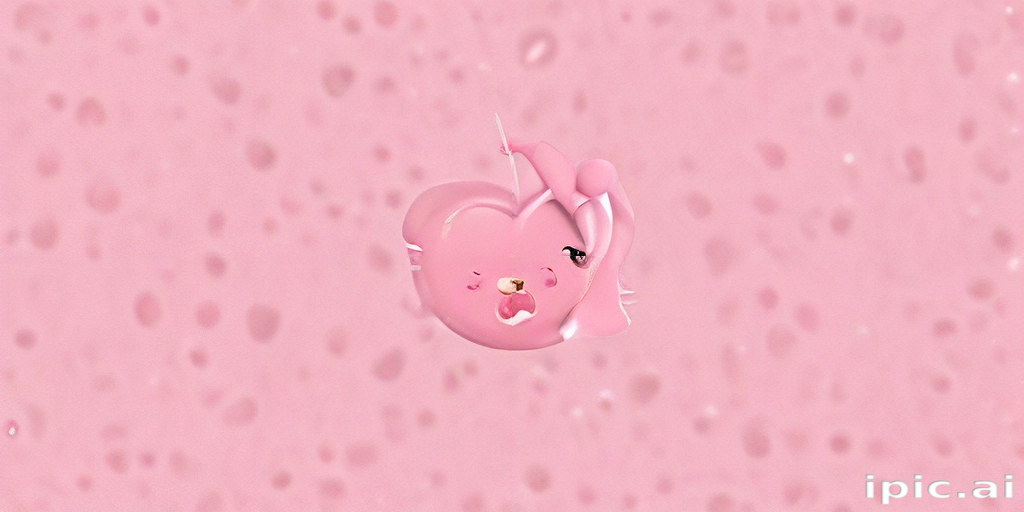 Whimsical Pink Bunny Character Surrounded by Soft Blush Background Texture