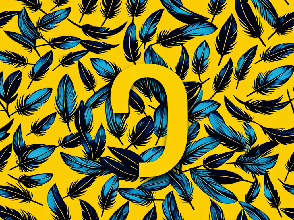 Creates a question mark with a yellow background full of feathers