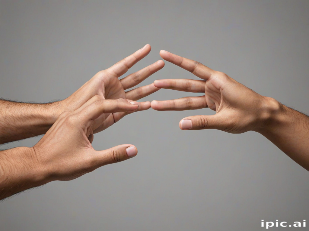 Two Hands Reaching Together in a Gesture of Connection and Unity
