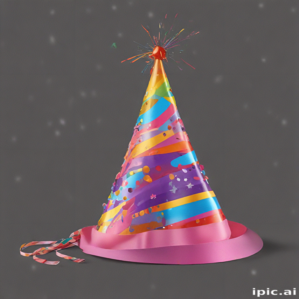 Colorful Party Hat with Glitter and Streamers for a Celebration Event