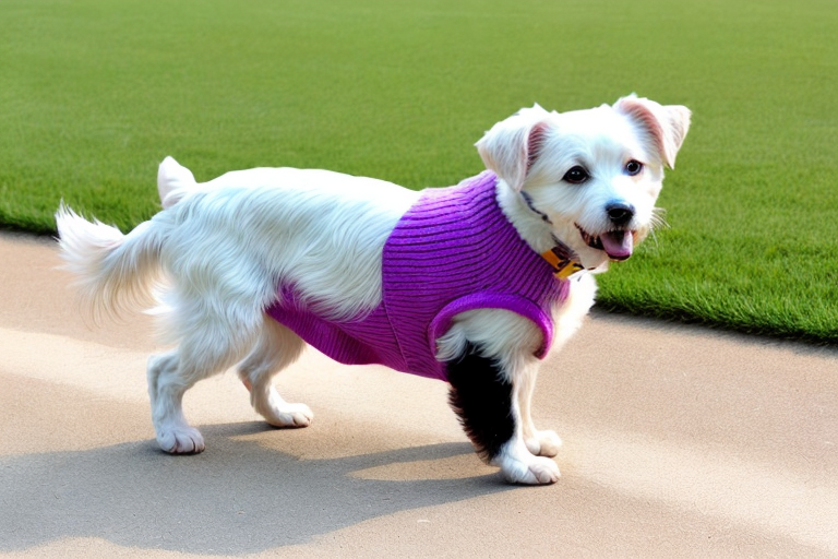 goofy white dog