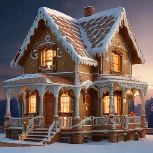 Charming Gingerbread House Decorated for a Cozy Winter Holiday Season