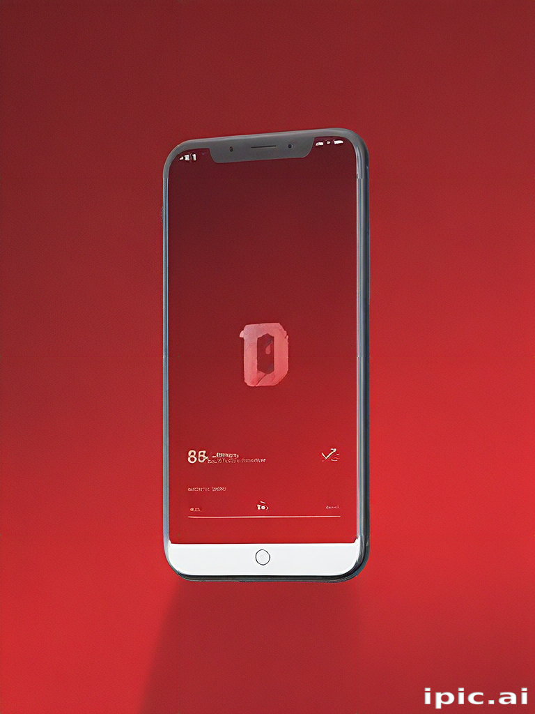 Smartphone Displaying Red Background with Bold Number and App Interface