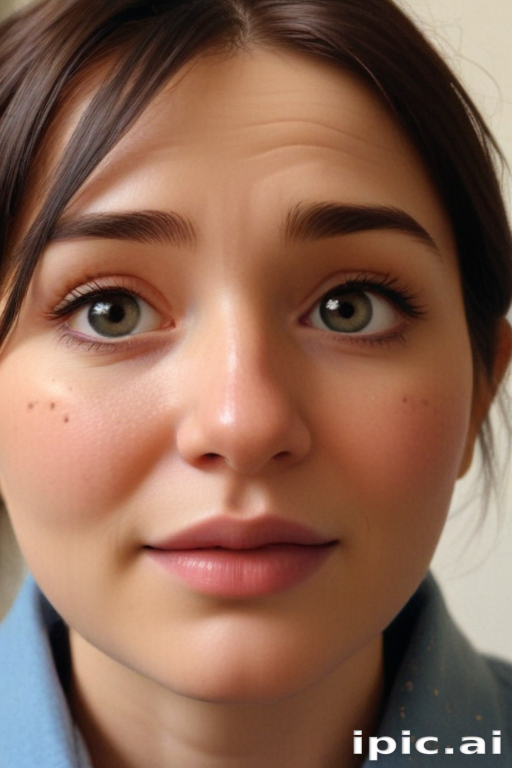 Realistic Portrait Of A Young Woman With Expressive Eyes And Freckles