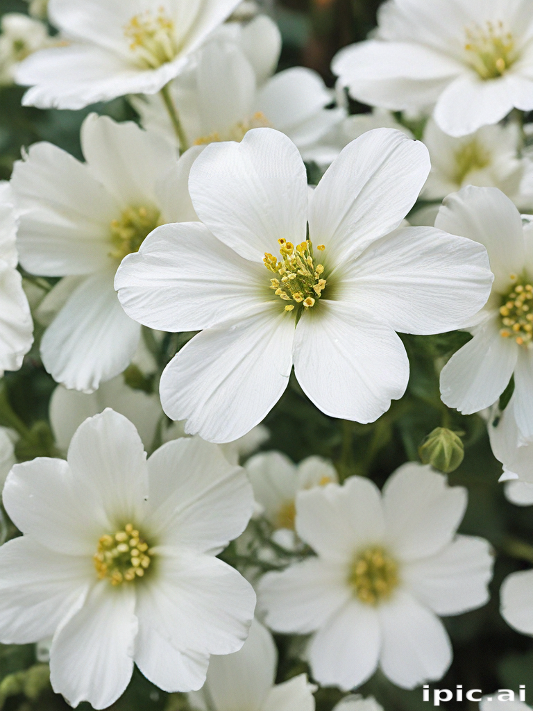 Delicate White Flowers Blooming Beautifully in a Lush Garden Setting