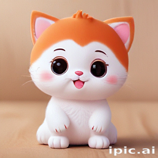 Adorable Cartoon Cat Figurine with Cute Expression and Playful Design