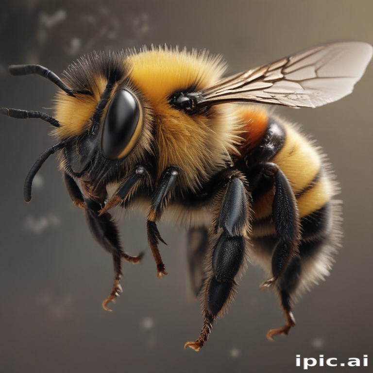 A Close-Up View of a Bumblebee Hovering in Soft Natural Light