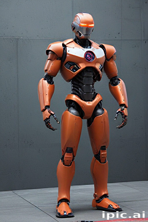 Futuristic Orange Robot with Advanced Features Standing in a Modern ...