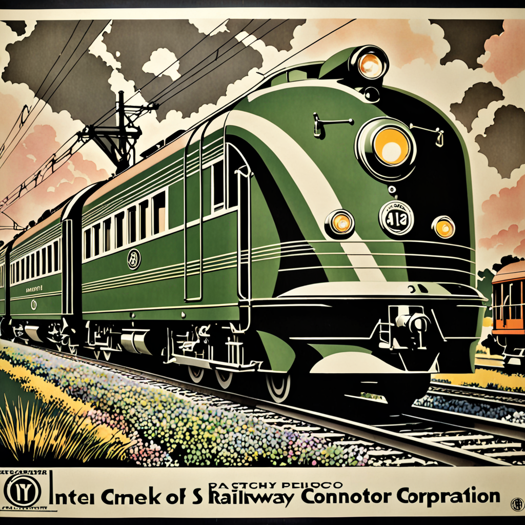 art deco streamline railway corporation poster train