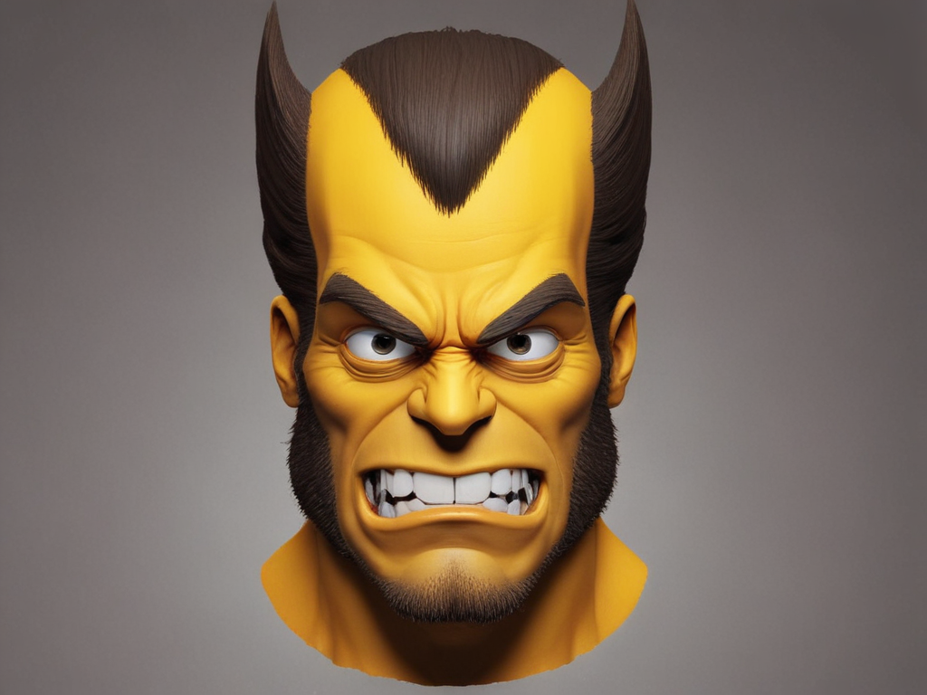 wolverine cartoon super hero with homer simpson head