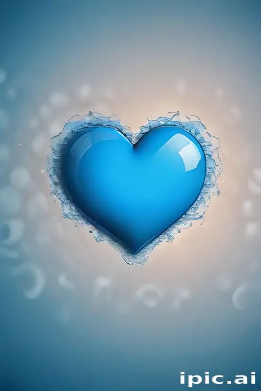 A Shimmering Blue Heart Surrounded by Soft, Ethereal Light and Bubbles.