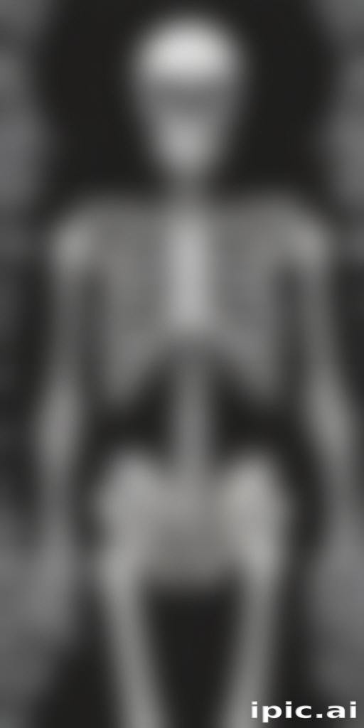 A Blurred X-ray Image of a Human Skeleton Displaying Bone Structure