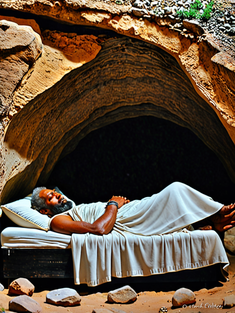 Prophet Elijah sleeping in the cave