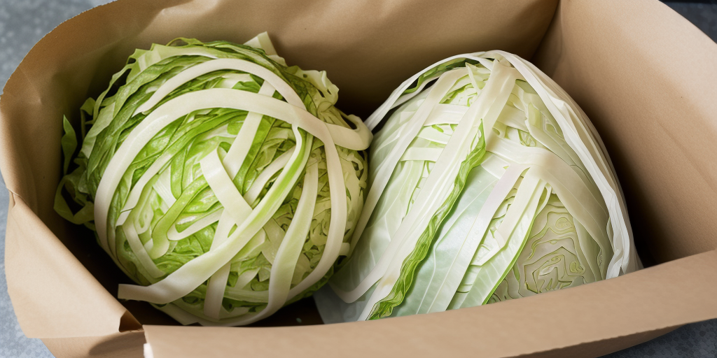 Freshly Sliced Cabbage Heads Nestled Comfortably Inside a Brown Paper Box.