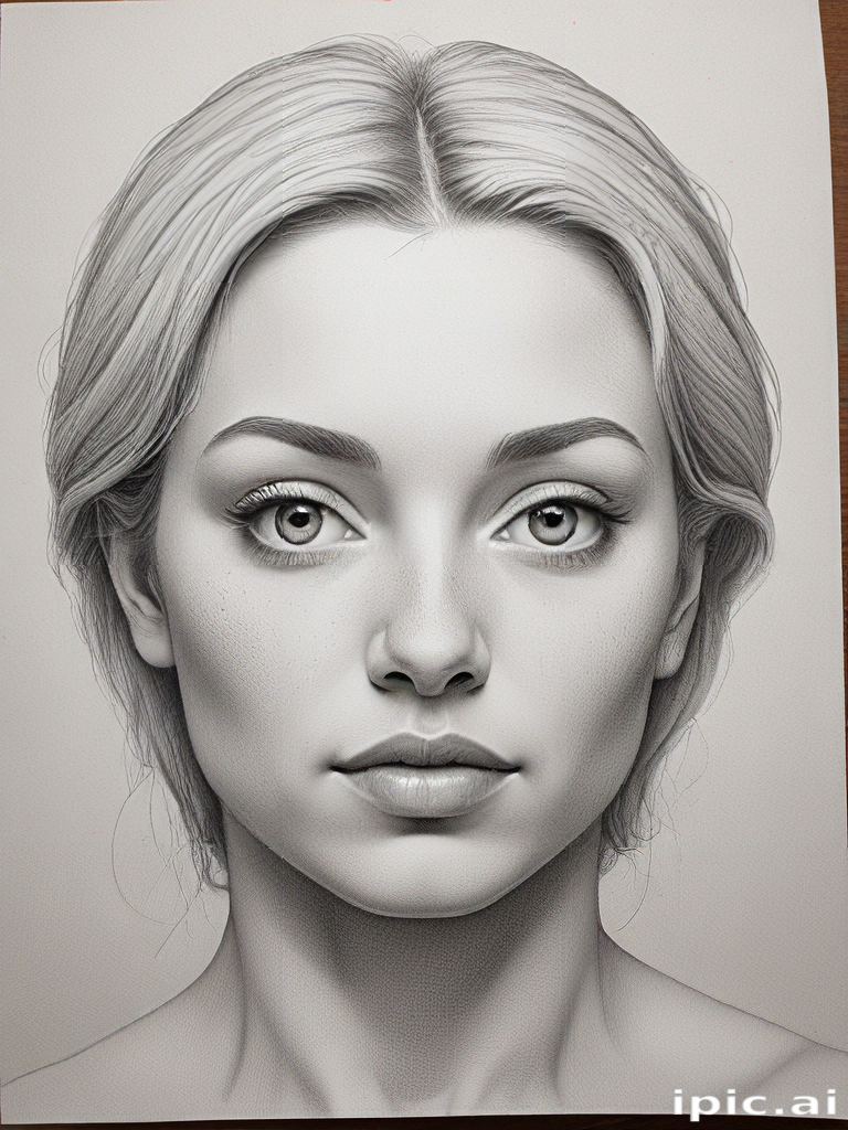 A Realistic Portrait of a Young Woman with Striking Features and ...