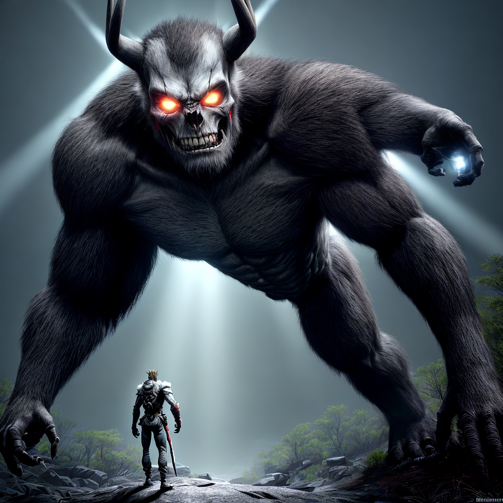 Create the image of a Wendigo, with human appearance. Inside a cave ...