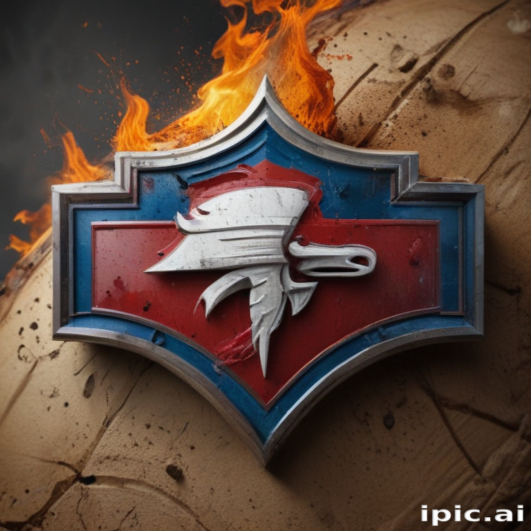 Dynamic Shield Emblem Surrounded by Flames on a Textured Background