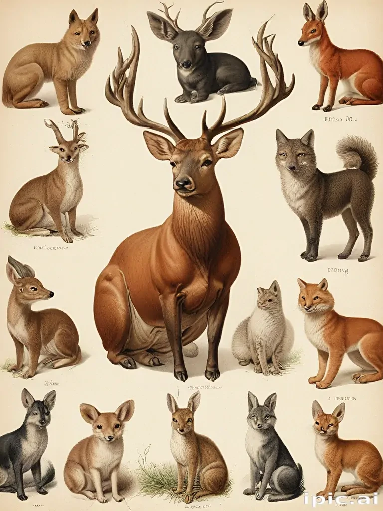 An Artistic Collection of Various Wild Animals and Their Characteristics