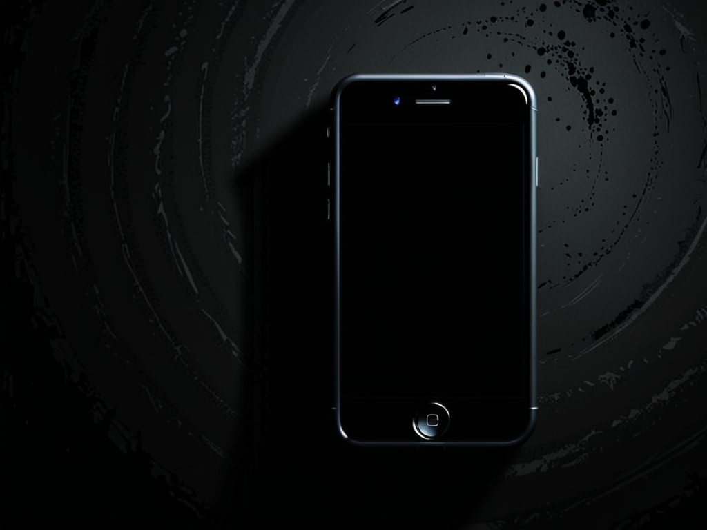 An Elegant Black Smartphone Resting on a Dark, Textured Surface